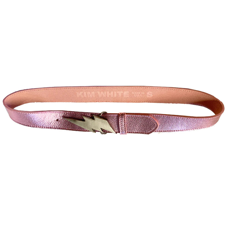 Kim White - Lightning Bolt Belt Metallic Pink – Circles Champaign