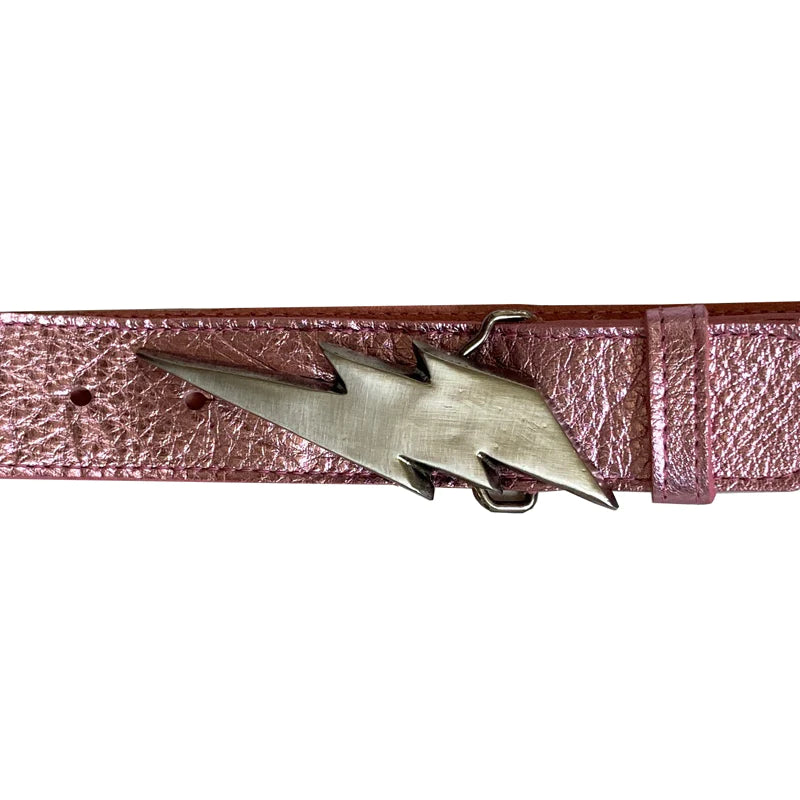 Kim White - Lightning Bolt Belt Metallic Pink – Circles Champaign